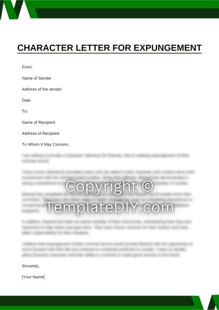 Character Letter for Expungement Template – Download Now