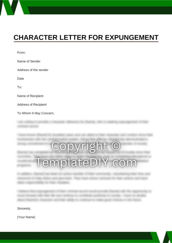 Character Letter for Expungement Template – Download Now