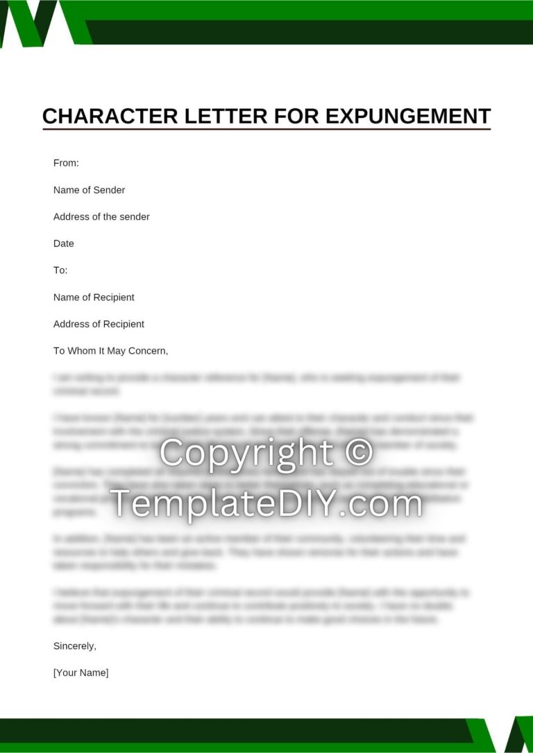 Character Letter for Expungement Template – Download Now