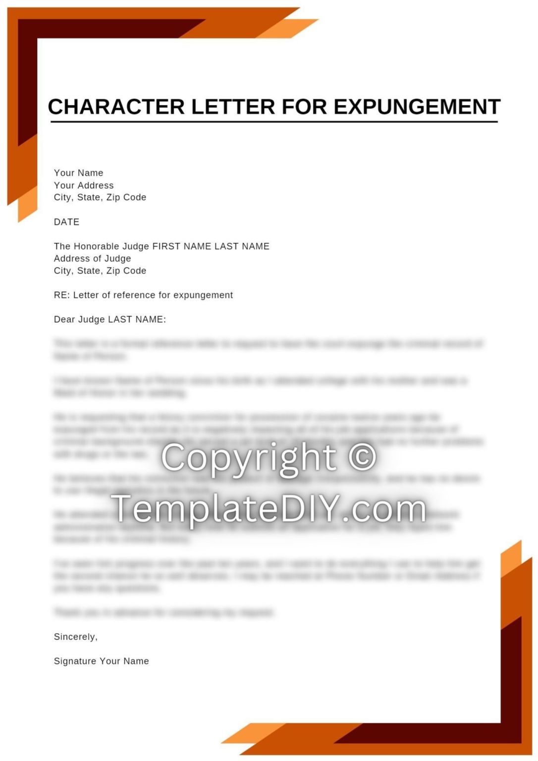 Character Letter for Expungement Template – Download Now