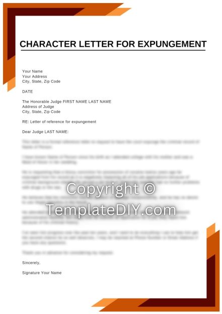 Character Letter for Expungement Template – Download Now