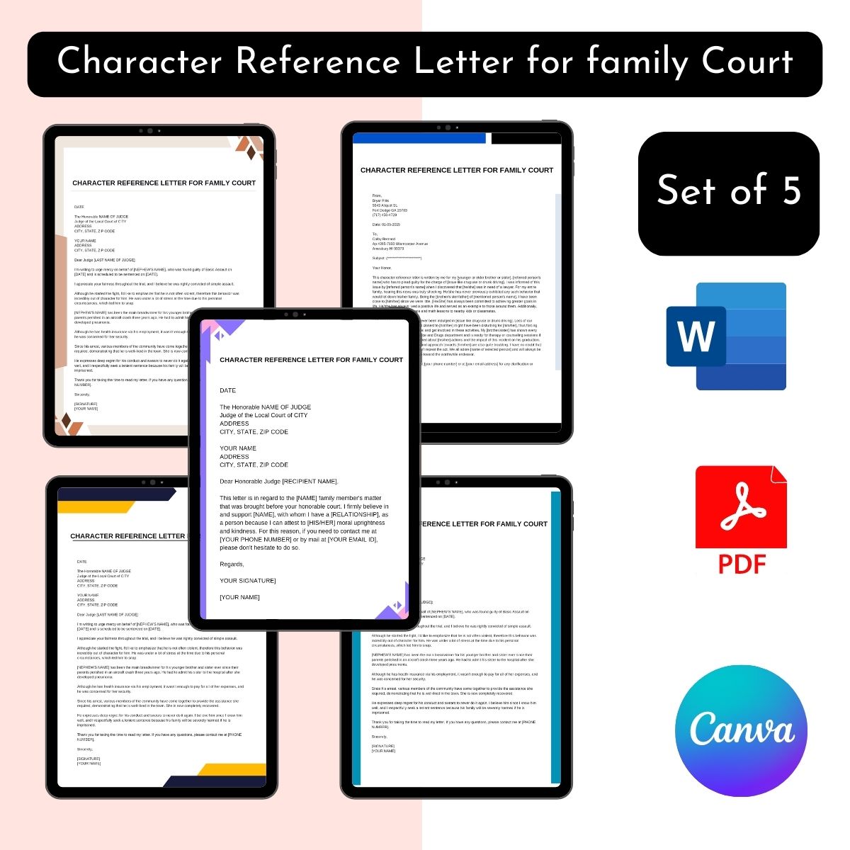 Character Reference Letter for Family Court Sample [Word]