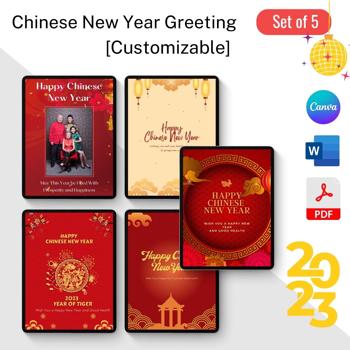 Chinese New Year Greetings Printable Template PDF, Word