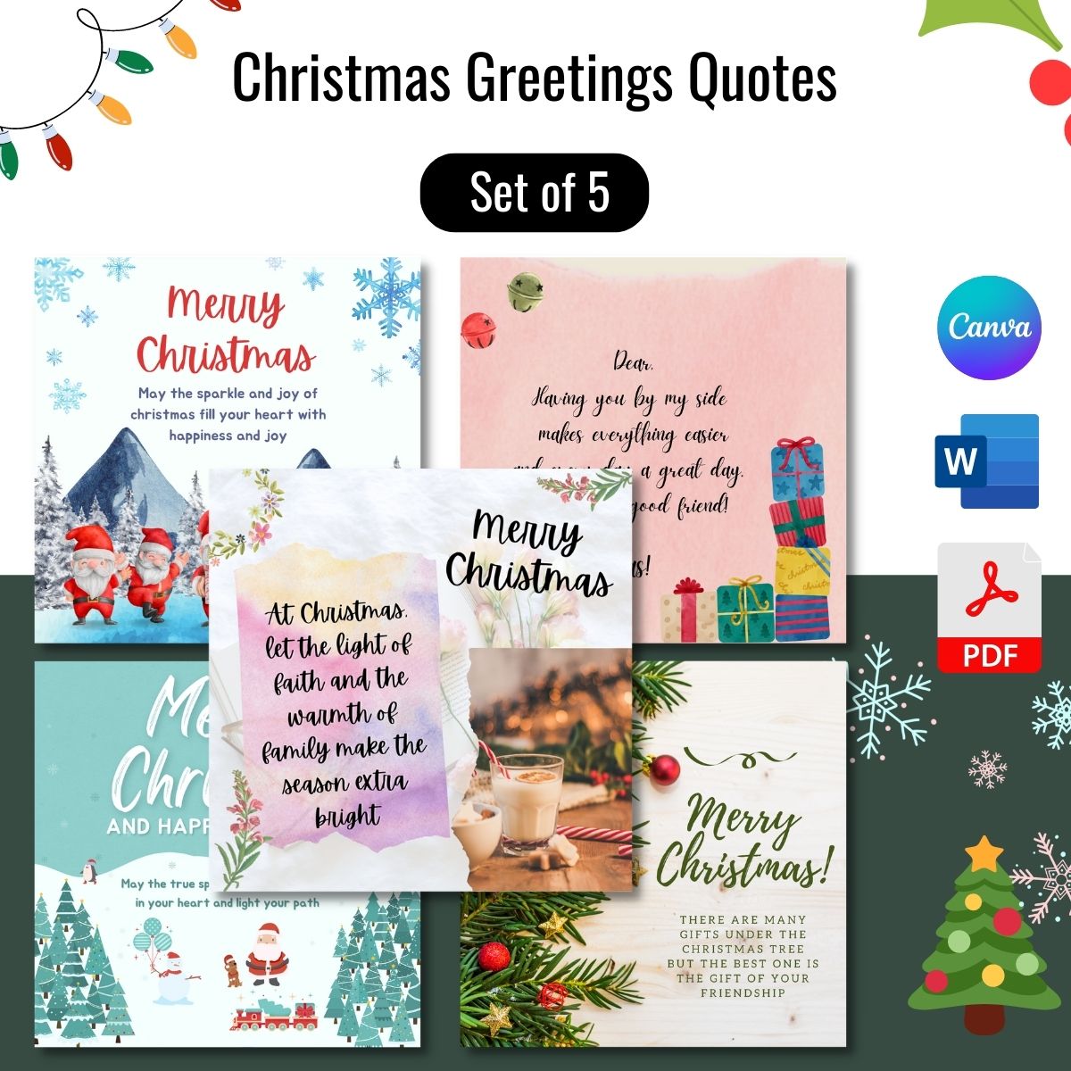 Christmas Greetings Quotes Printable Templates [PDF, Word]
