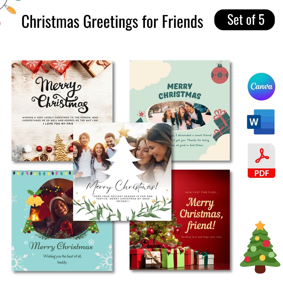 Christmas Greetings for Friends Printable Templates in Pdf & Word