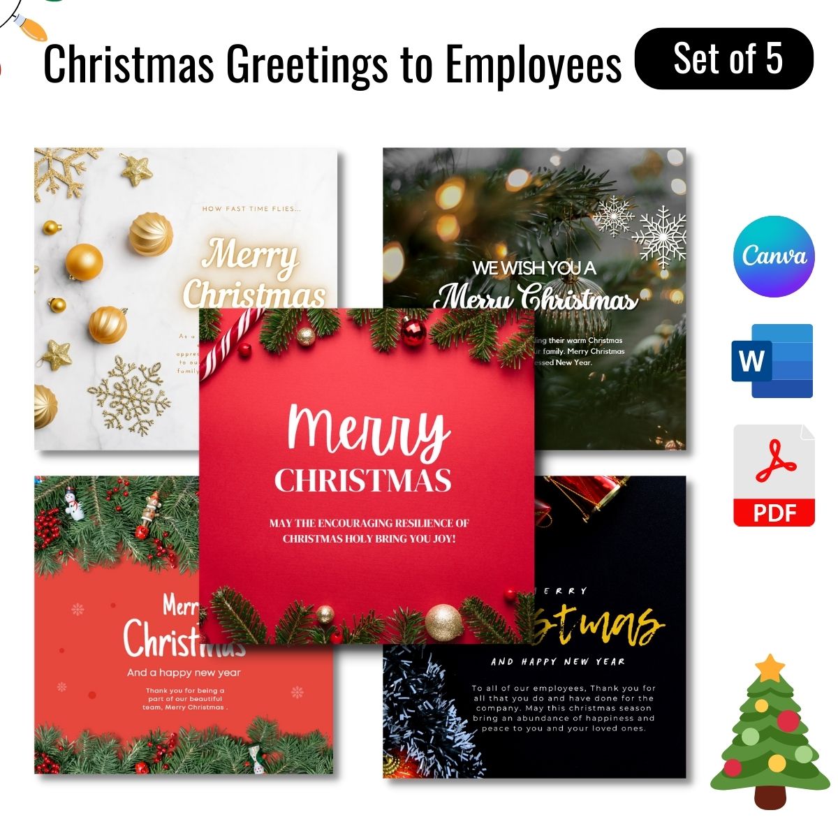 Christmas Greetings to Employees Printable Templates in Pdf