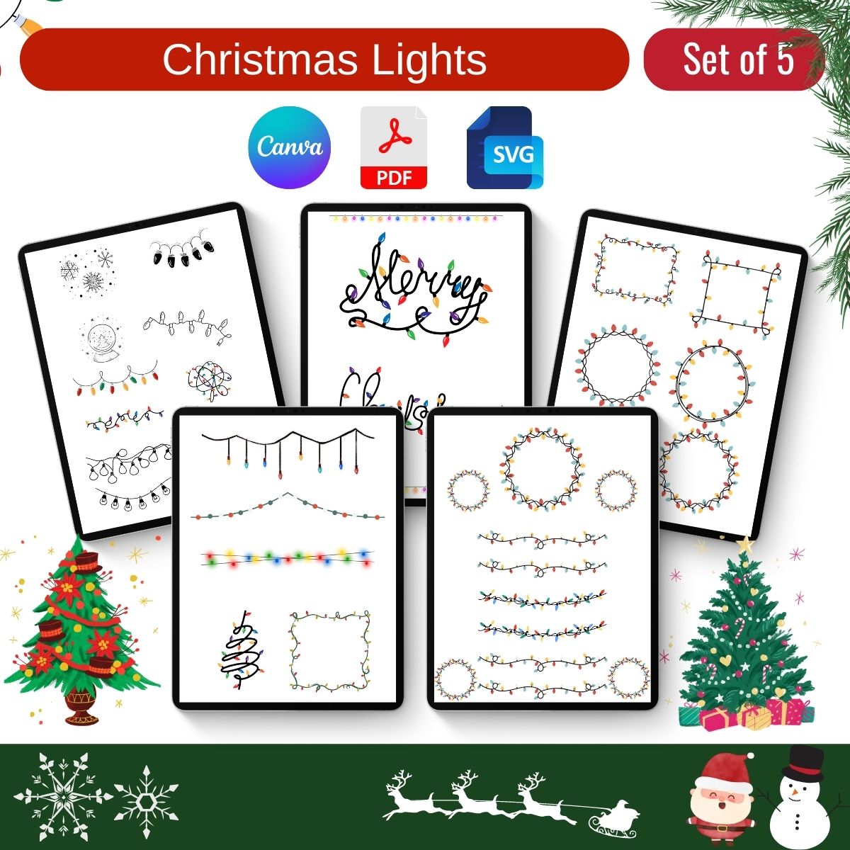 Christmas Lights Printable Template in Pdf, Word, SVG