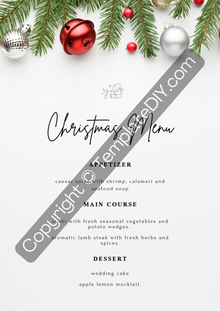 Christmas Party Menu Printable Template PDF, Word [Editable]