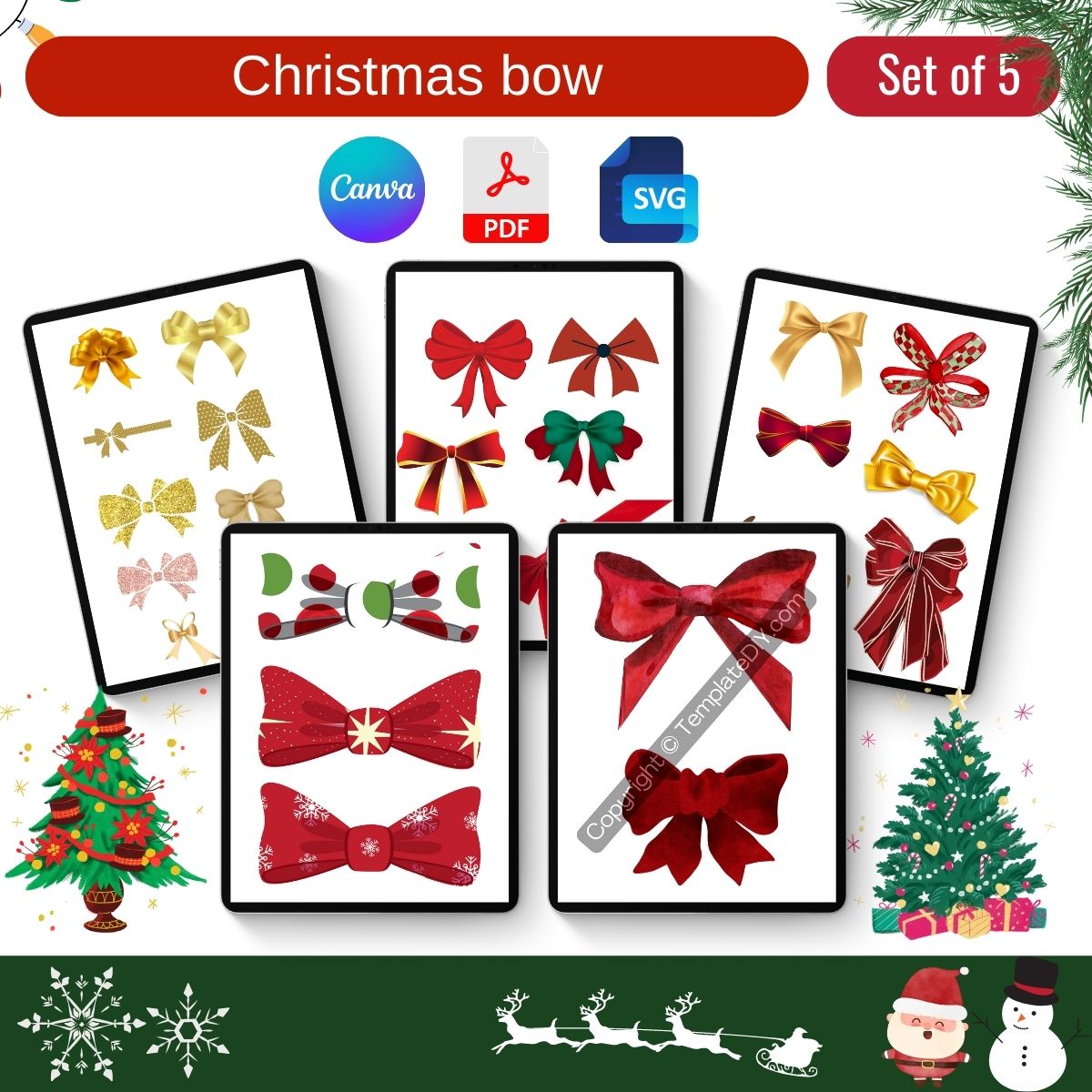 Christmas Bow Template Printable