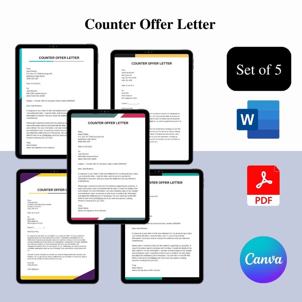 Counter Offer Letter Sample with Examples [Word Editable]