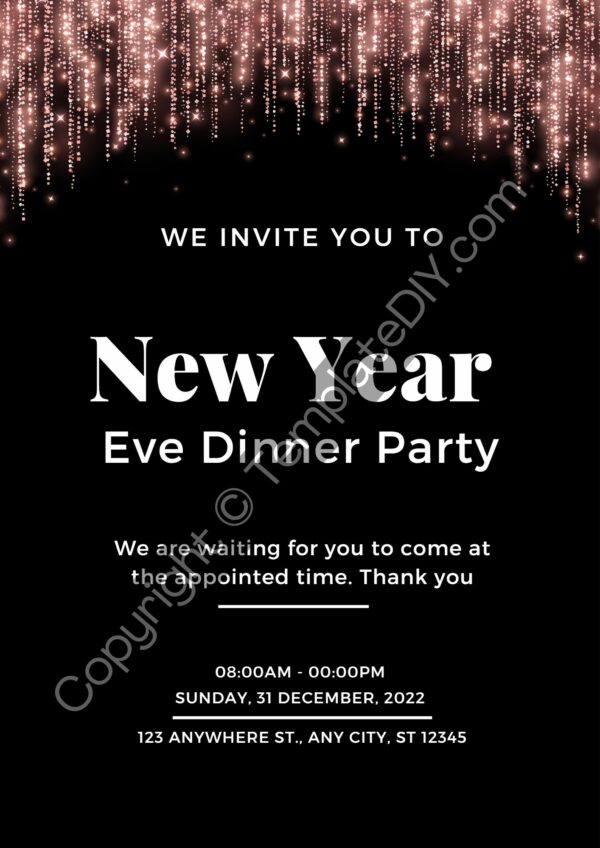 New Year Dinner Invitation Template Printable [Editable]