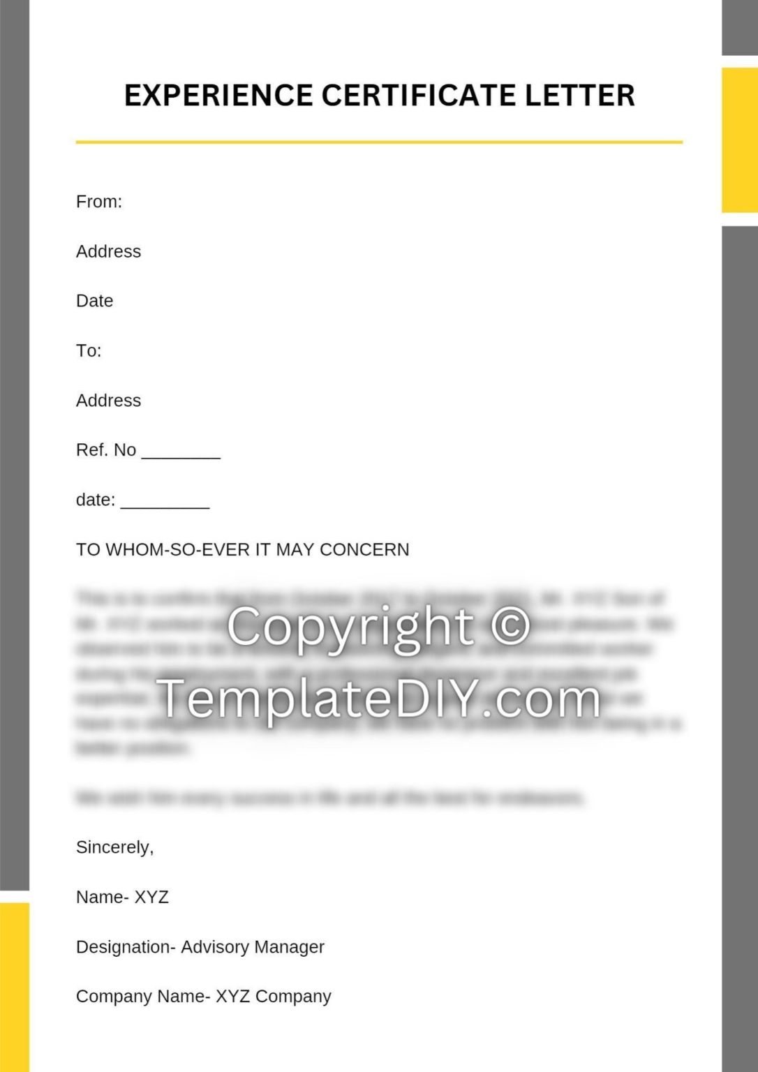 Experience Certificate Letter Sample with Examples [Word]