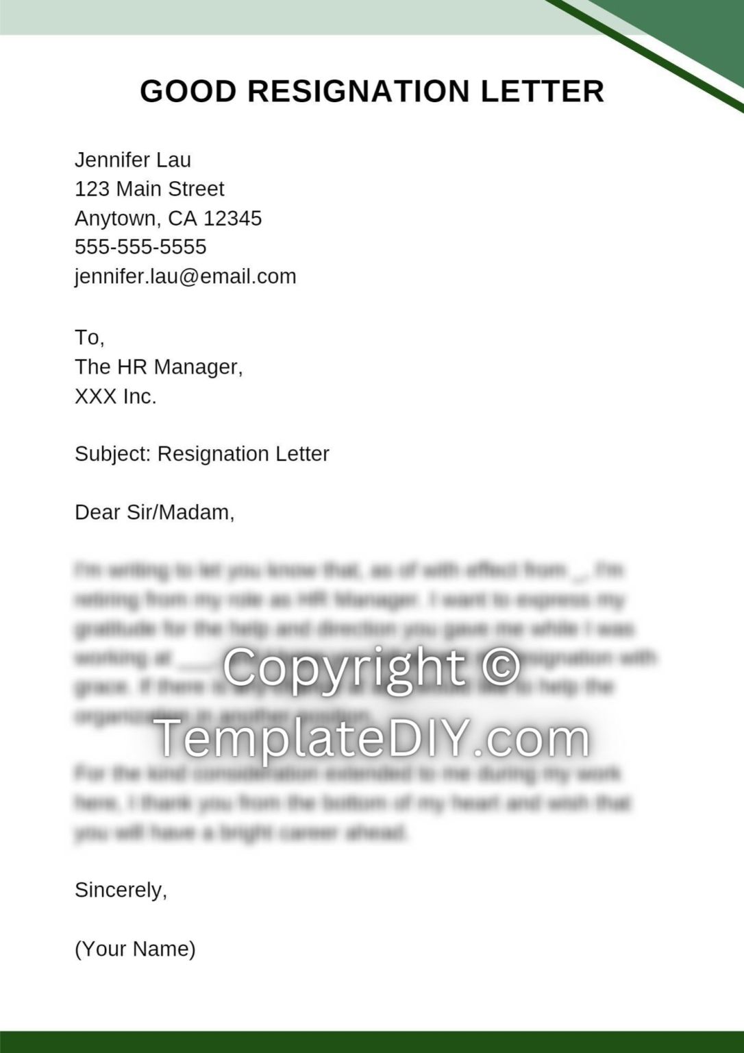 Good Resignation Letter Sample and Examples [Word Editable]