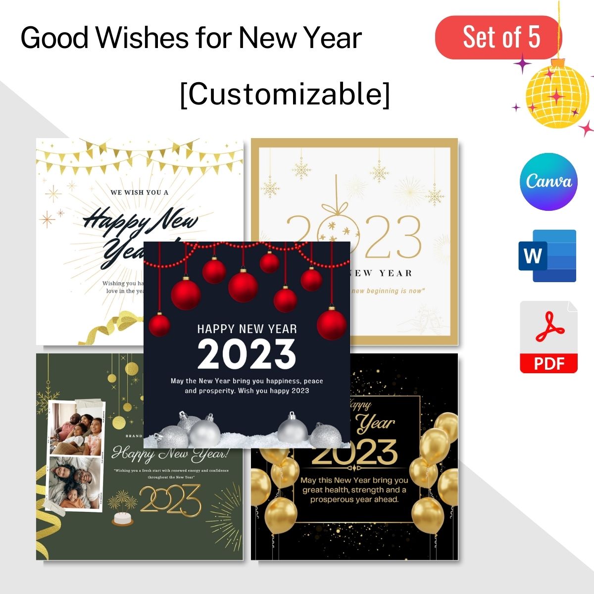 Good Wishes for New Year Template Printable PDF, Word
