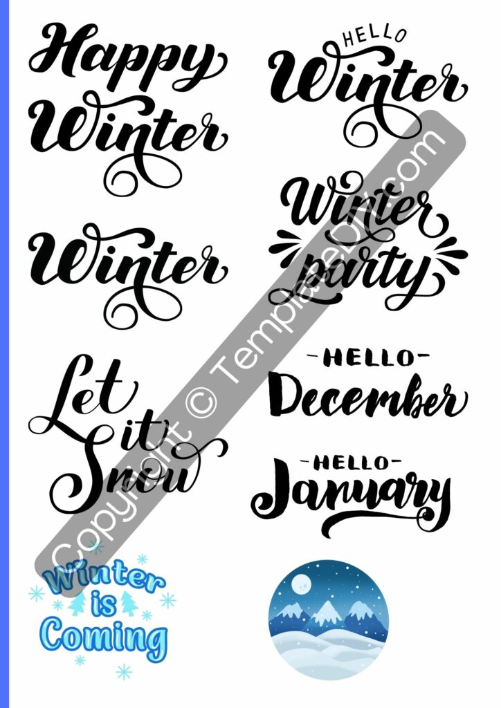 Happy Winter SVG Printable Template in PDF, Word