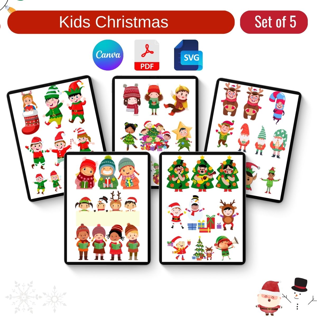 Kids Christmas SVG Printable Template in PDF, Word