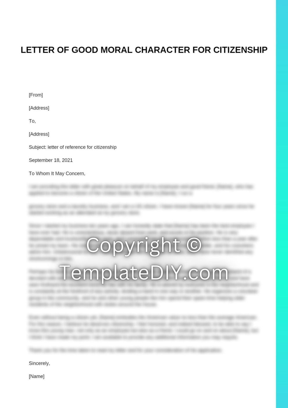 Letter Of Good Moral Character For Citizenship In Pdf And Word 7046