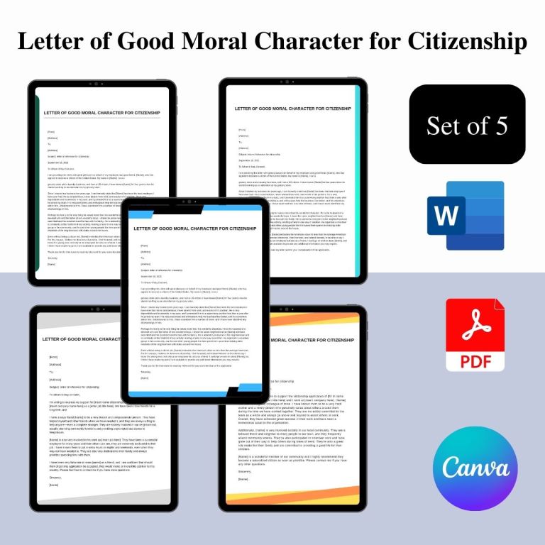 Letter of Good Moral Character for Citizenship in Pdf & Word