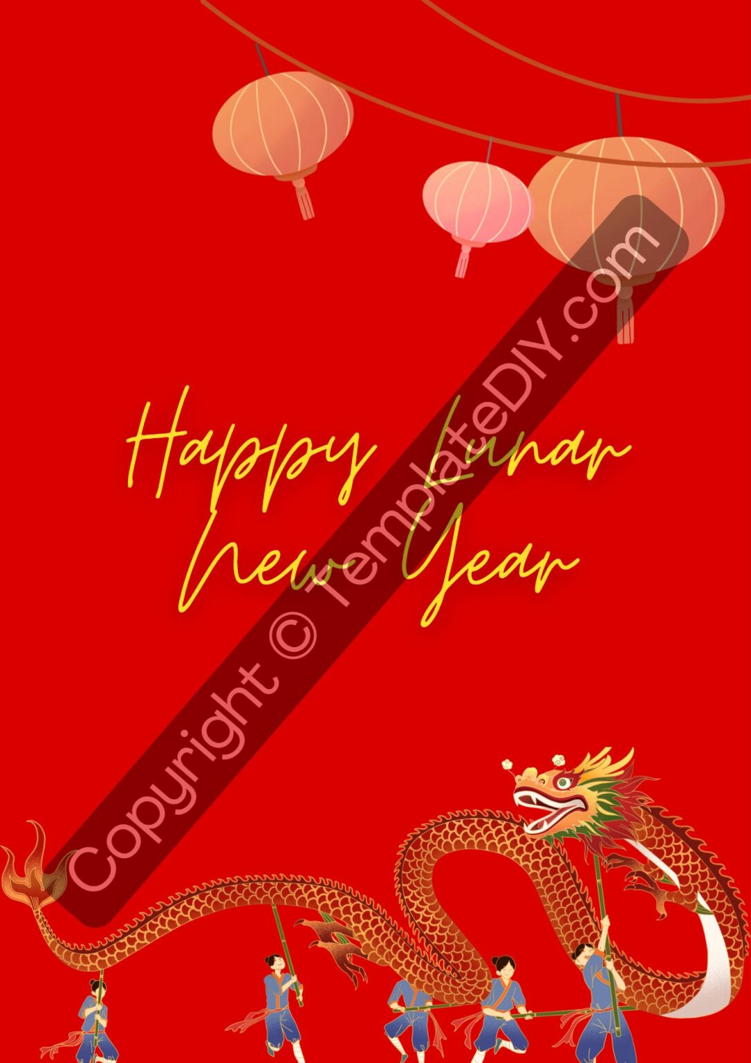 Lunar New Year Cards Template Printable in PDF, Word