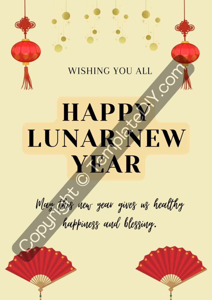 Lunar New Year Cards Template Printable in PDF, Word
