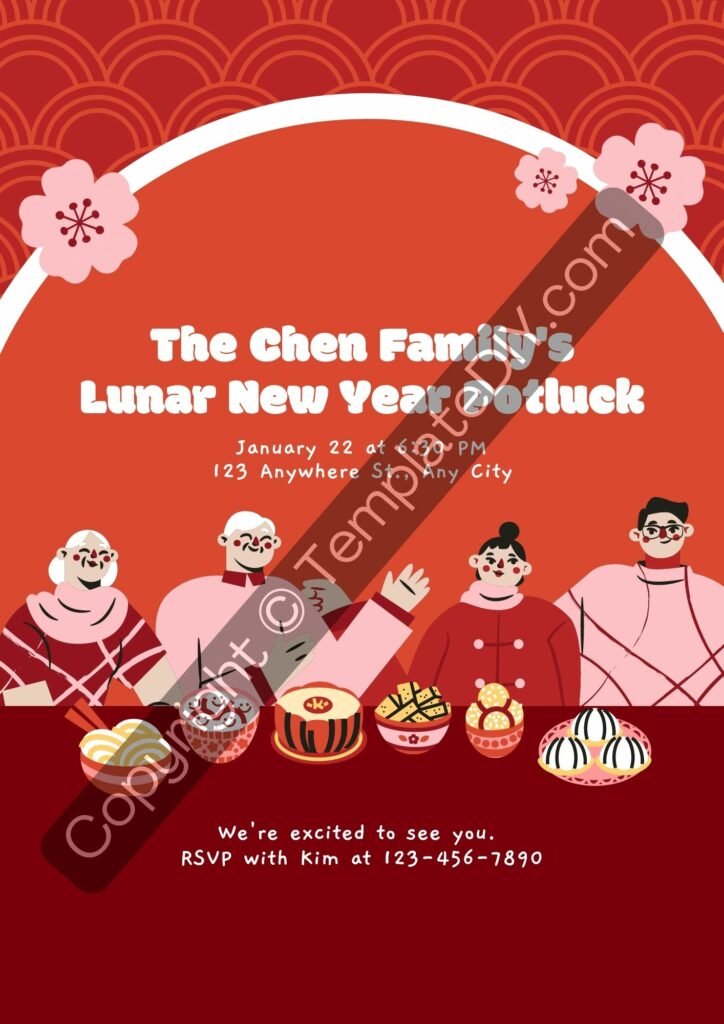 Lunar New Year Lunch Invitation Template Printable PDF