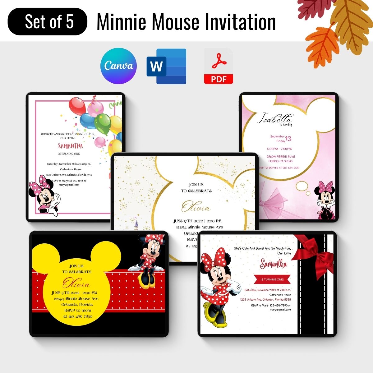 Minnie Mouse Invitation Template Blank Printable Pdf, Word