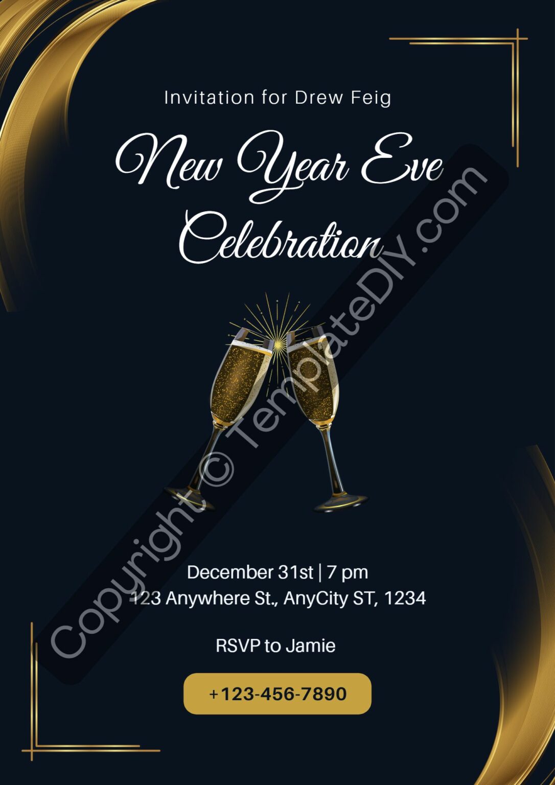 New Year Dinner Invitation Template Printable [Editable]