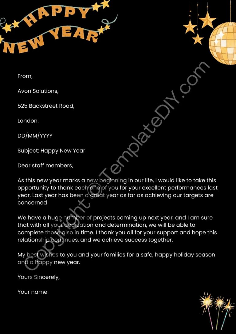 New Year Letter to Employees Printable Template in Pdf Word