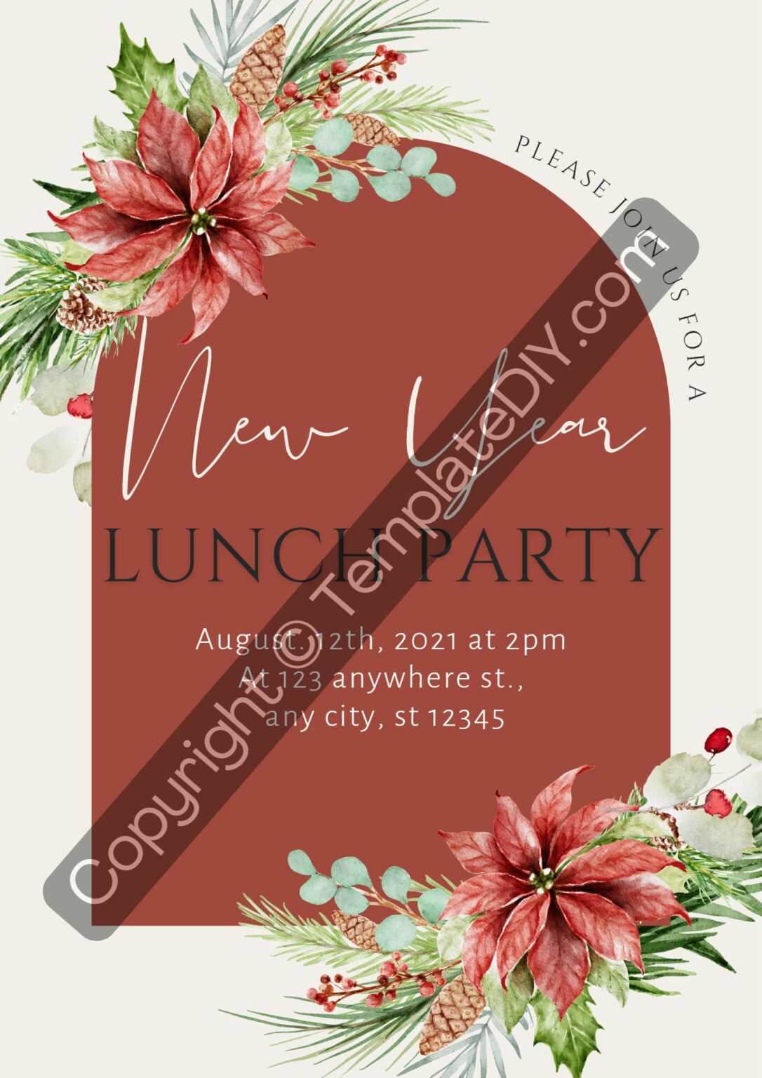 New Year Lunch Invitation Template Printable [Editable]