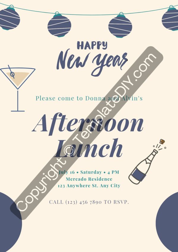 New Year Lunch Invitation Template Printable [Editable]