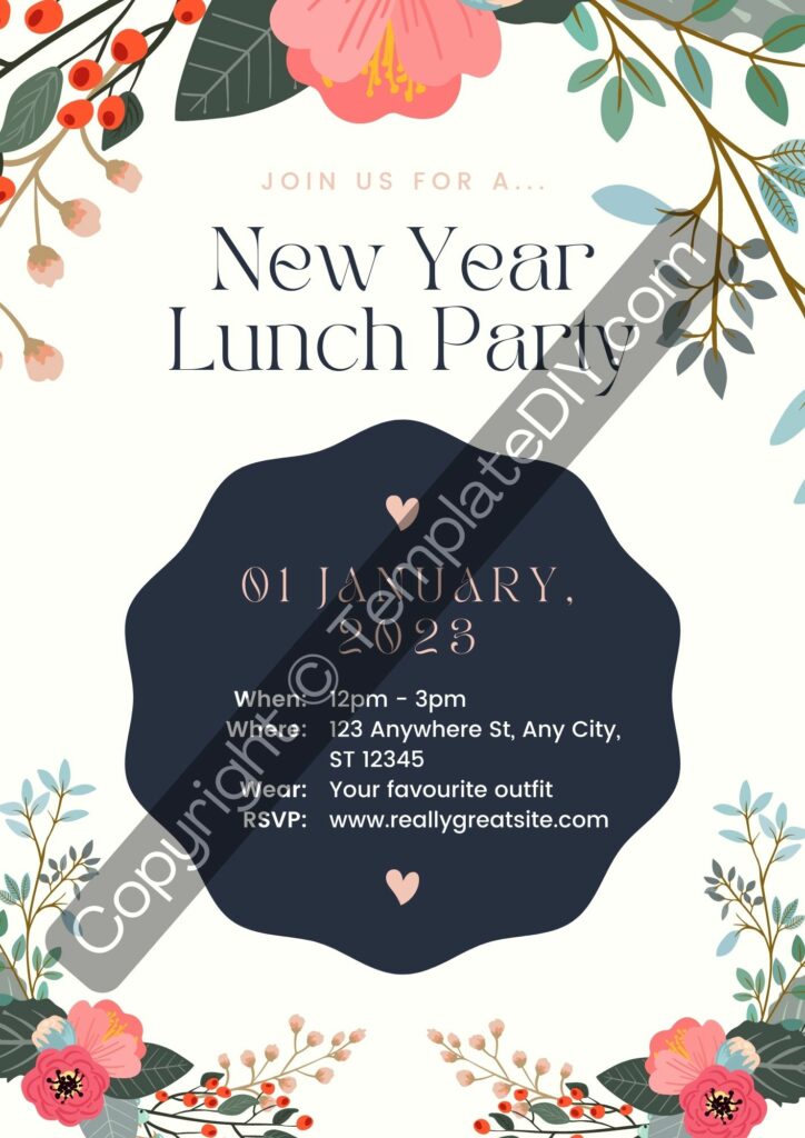 New Year Lunch Invitation Template Printable [Editable]