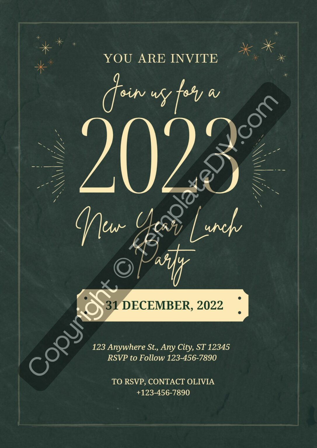 New Year Lunch Invitation Template Printable [Editable]