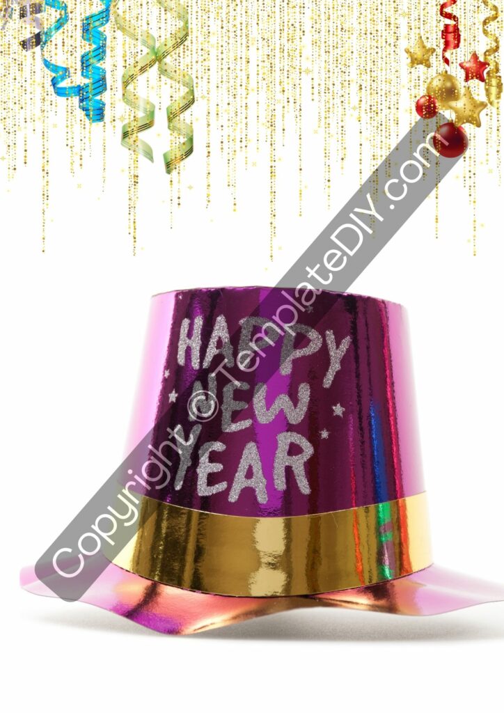 New Year Party Hat Template Blank Printable PDF, Word
