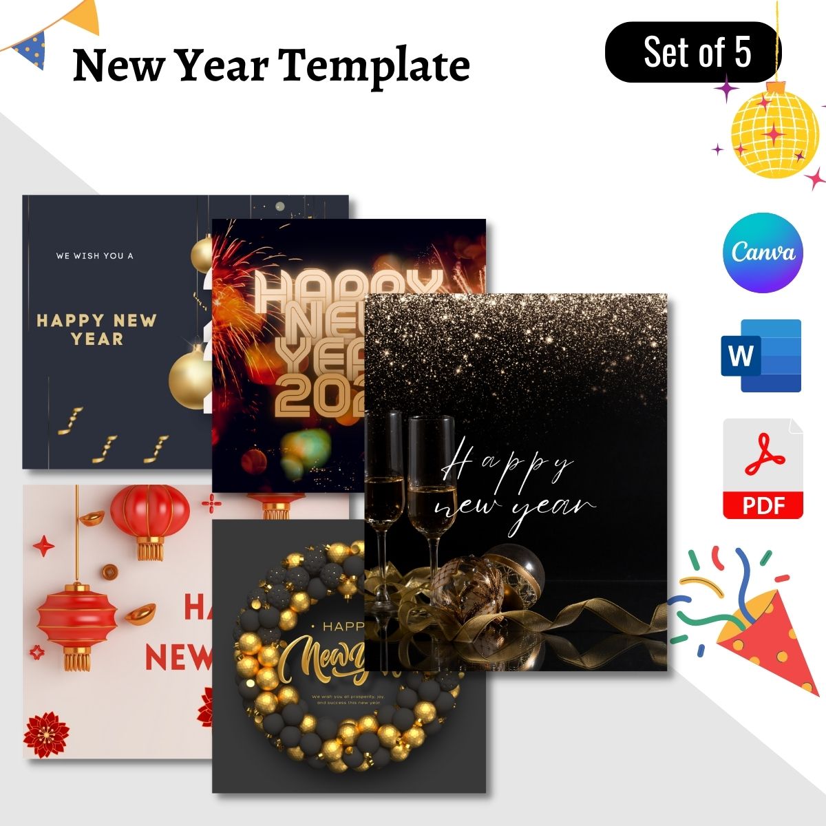 New Year Template Blank Printable PDF, Word [Editable]