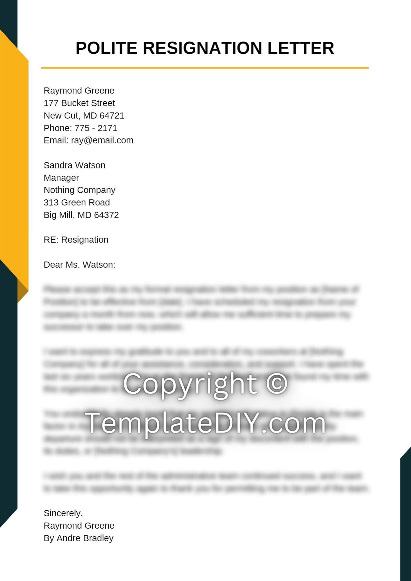 Polite Resignation Letter Examples Free Printable Letter Of