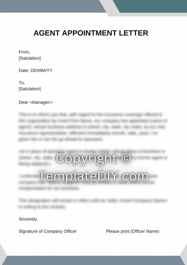 Agent Appointment Letter Sample with Examples [Word]