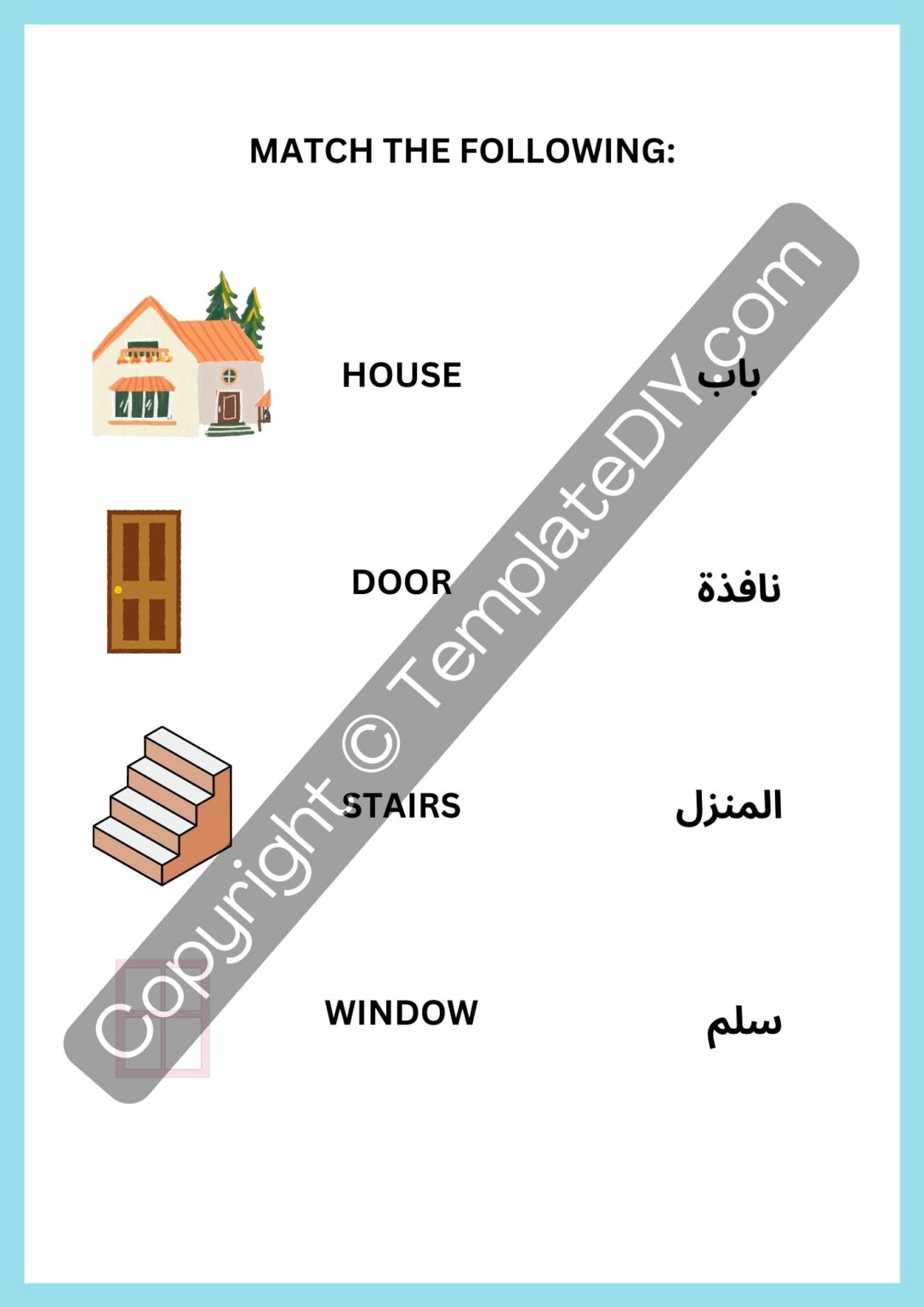 Arabic English Worksheets Template Printable PDF, Word