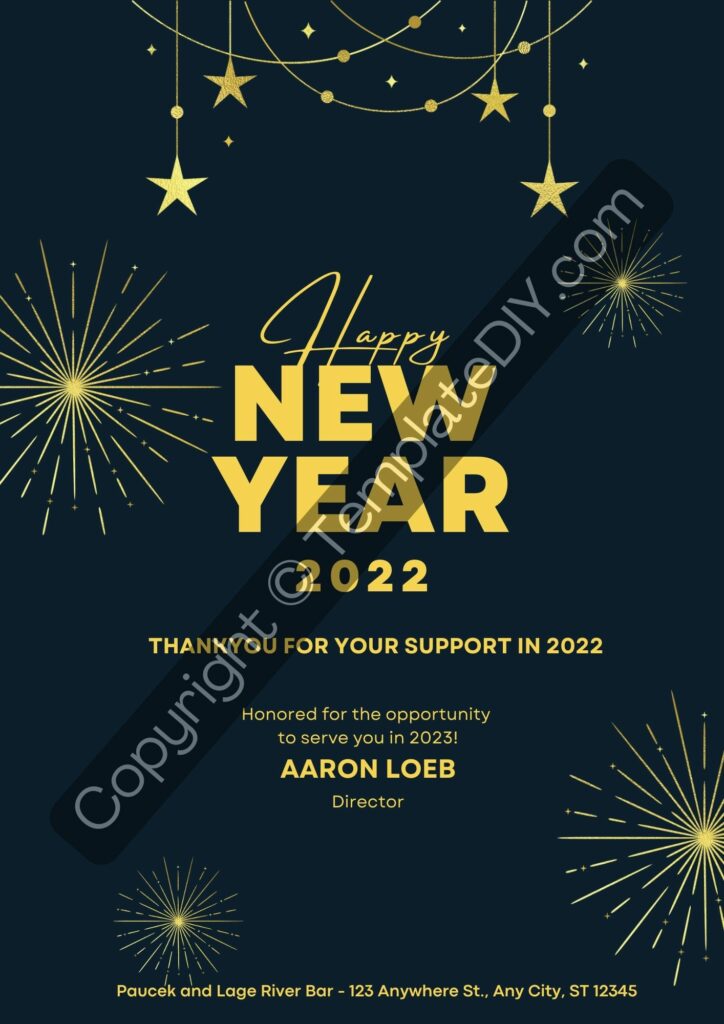Business New Year Cards Template Printable in PDF, Word