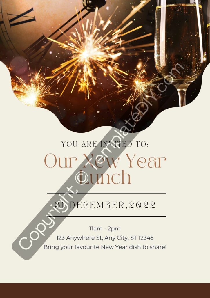 New Year Lunch Invitation Template Printable [Editable]
