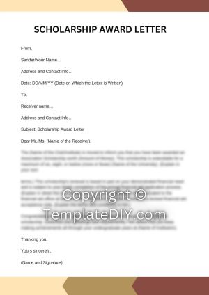 Scholarship Award Letter Sample PDF & Word Template