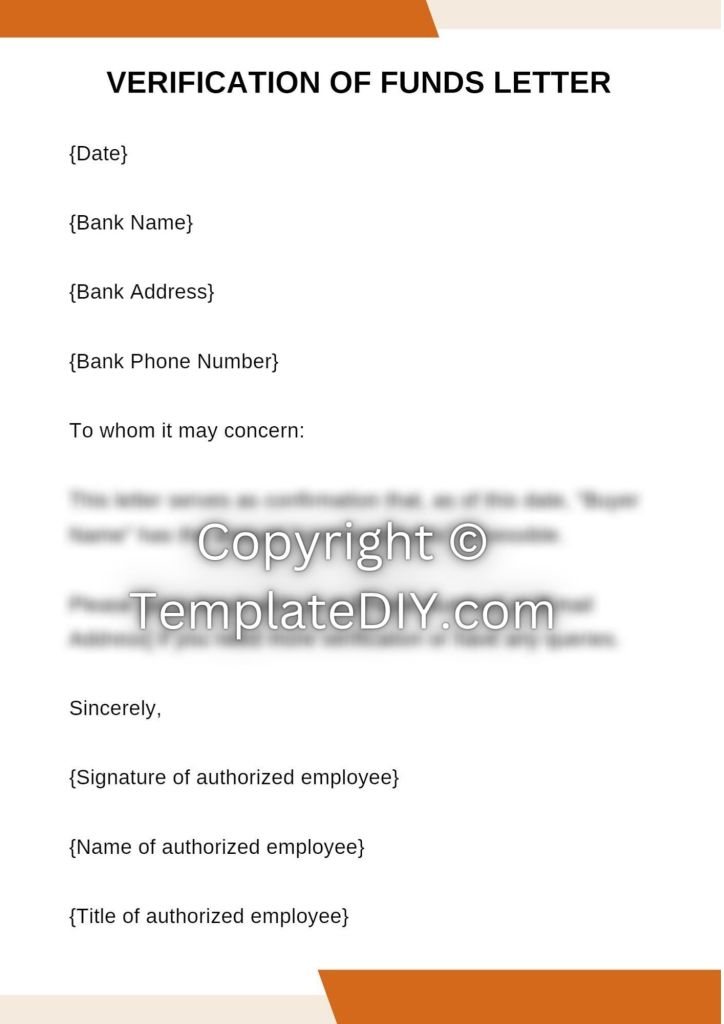 Verification of Funds Letter Sample with Examples [Word]