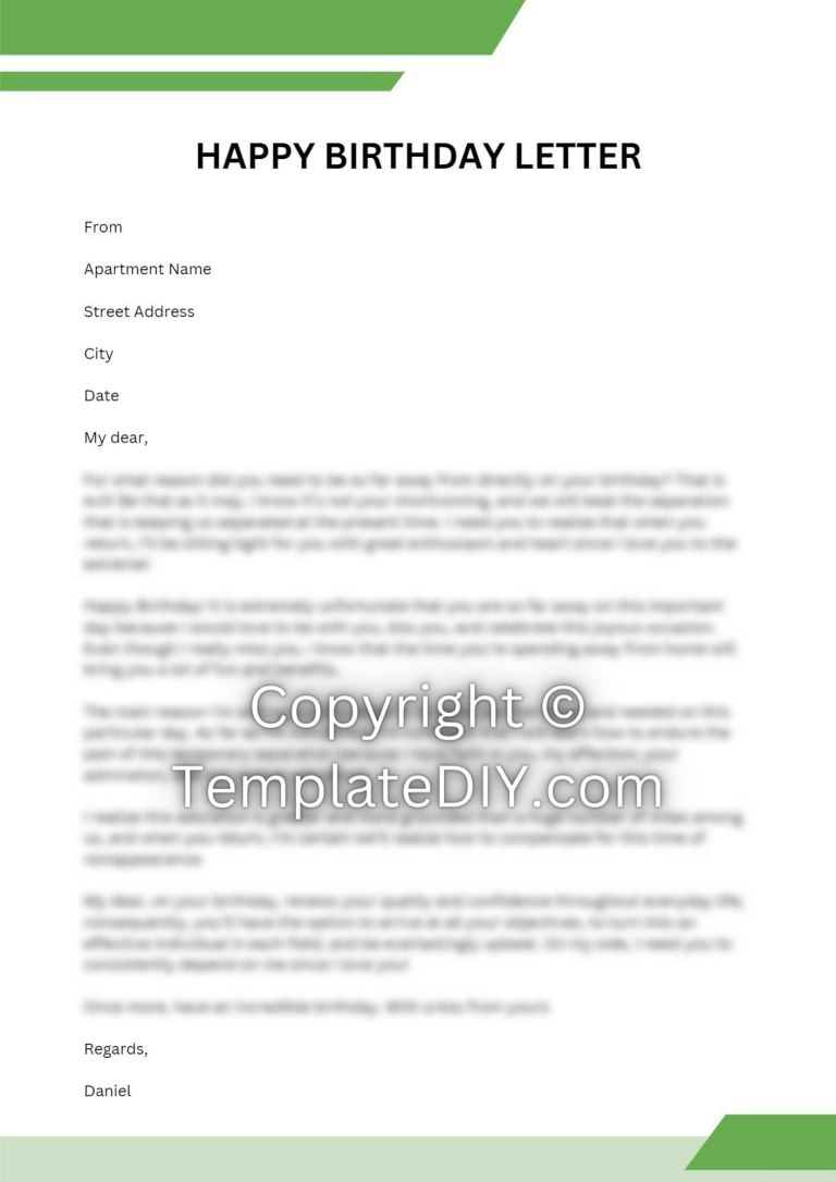 Happy Birthday Letter Sample with Examples [Word Editable]