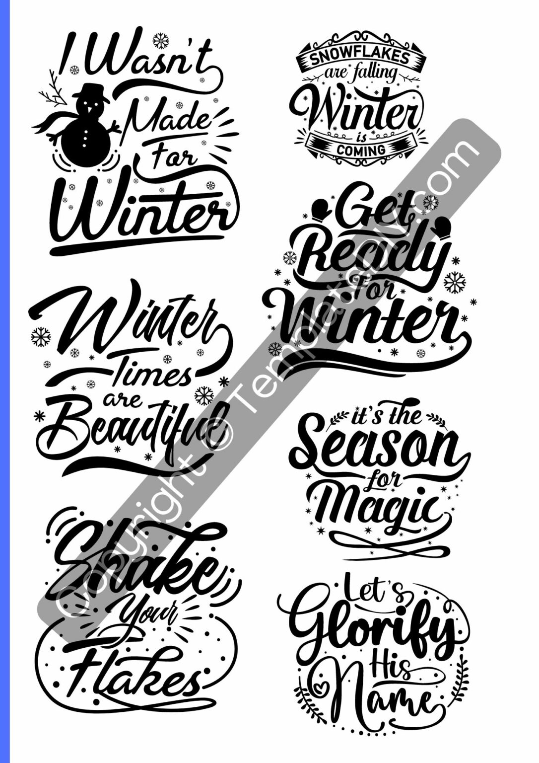 Happy Winter SVG Printable Template in PDF, Word