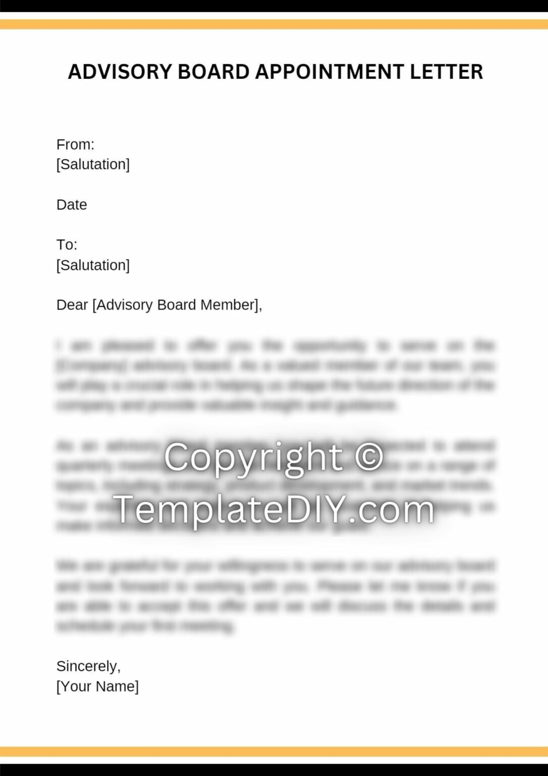 Advisory Board Appointment Letter Sample Template [Pdf Word]
