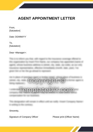 Agent Appointment Letter Sample with Examples [Word]