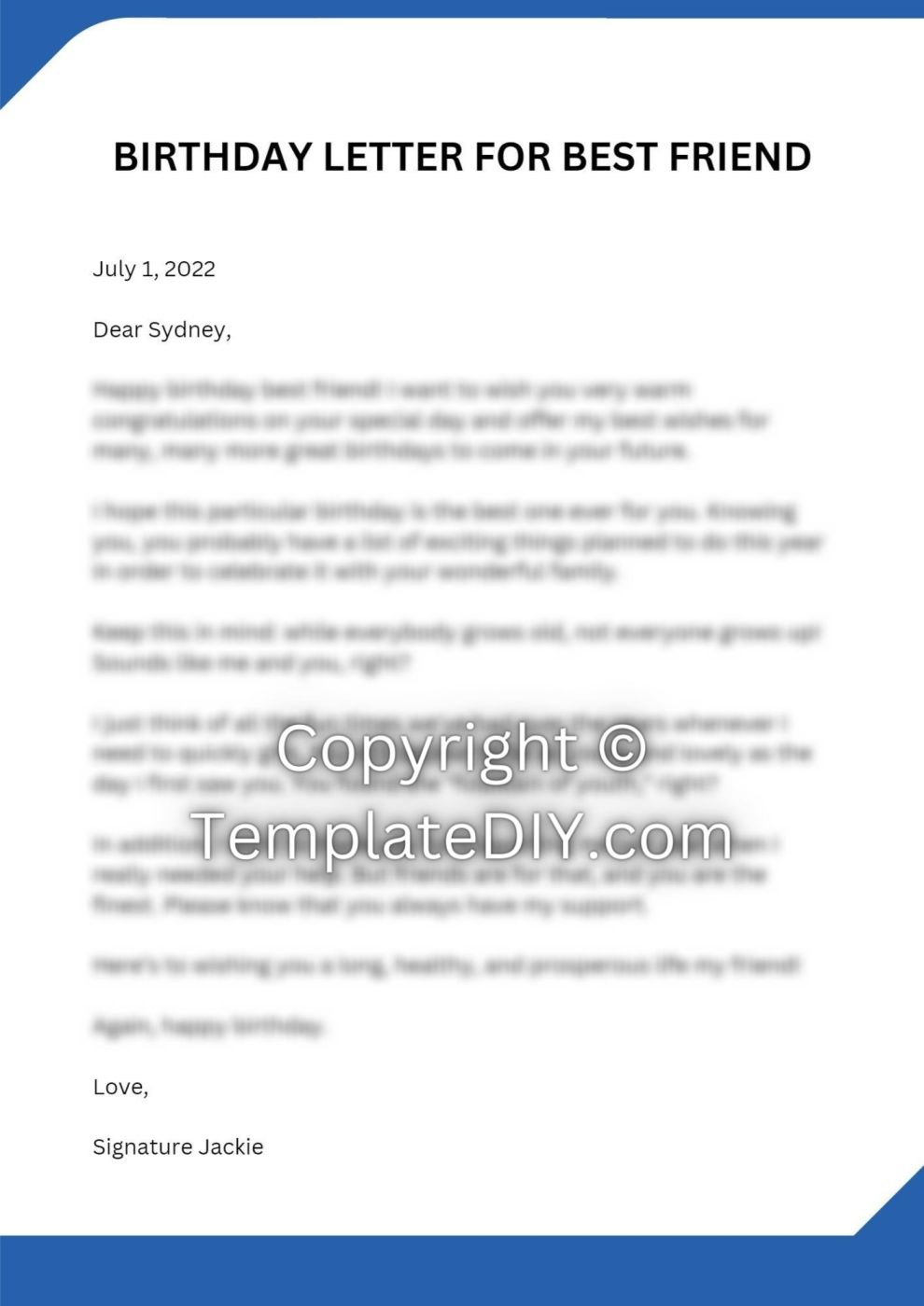 Birthday Letter for Best Friend Sample and Examples [Word]