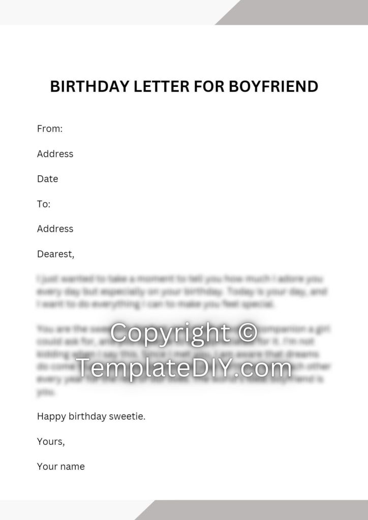 Birthday Letter for Boyfriend Sample and Examples [Word]