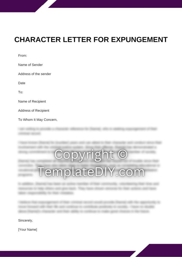 Character Letter for Expungement Template – Download Now