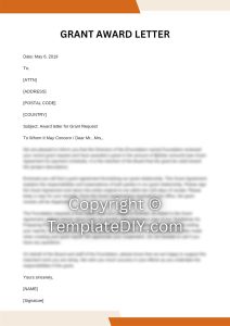 Grant Award Letter Sample with Examples [Word Editable]