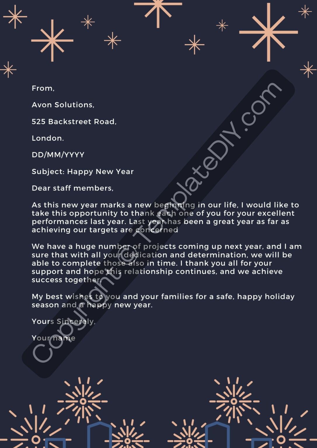 New Year Letter to Employees Printable Template in Pdf Word
